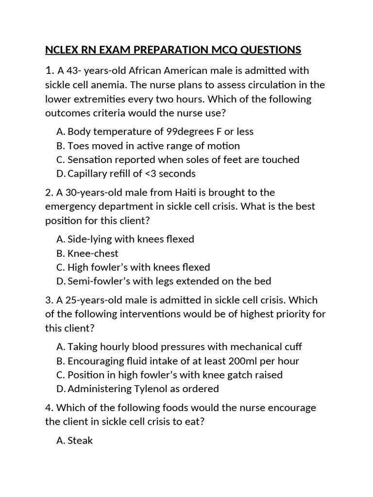 Nclex RN Exam Preparation MCQ Questions | PDF | National Council ...