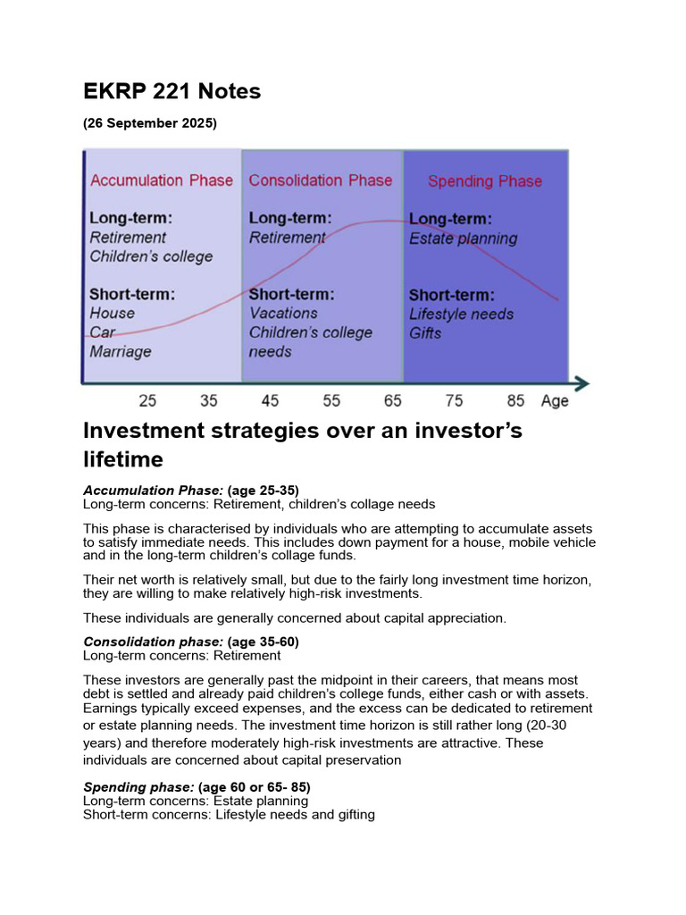 Investment Strategies by Life Stage | PDF