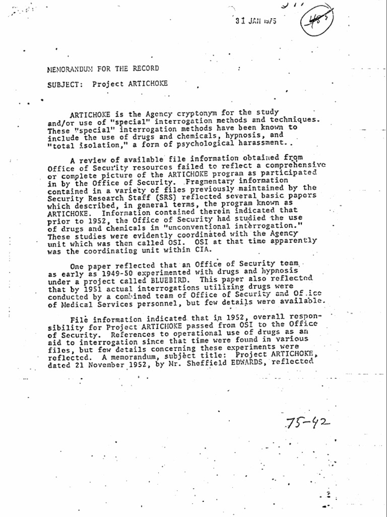 Project Artichoke | PDF | Hypnosis