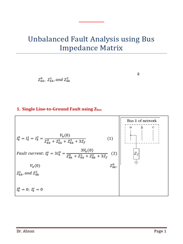 Lecture - 14 - Unbalanced Faults-Part 4-Analysis Using Bus Impedance ...