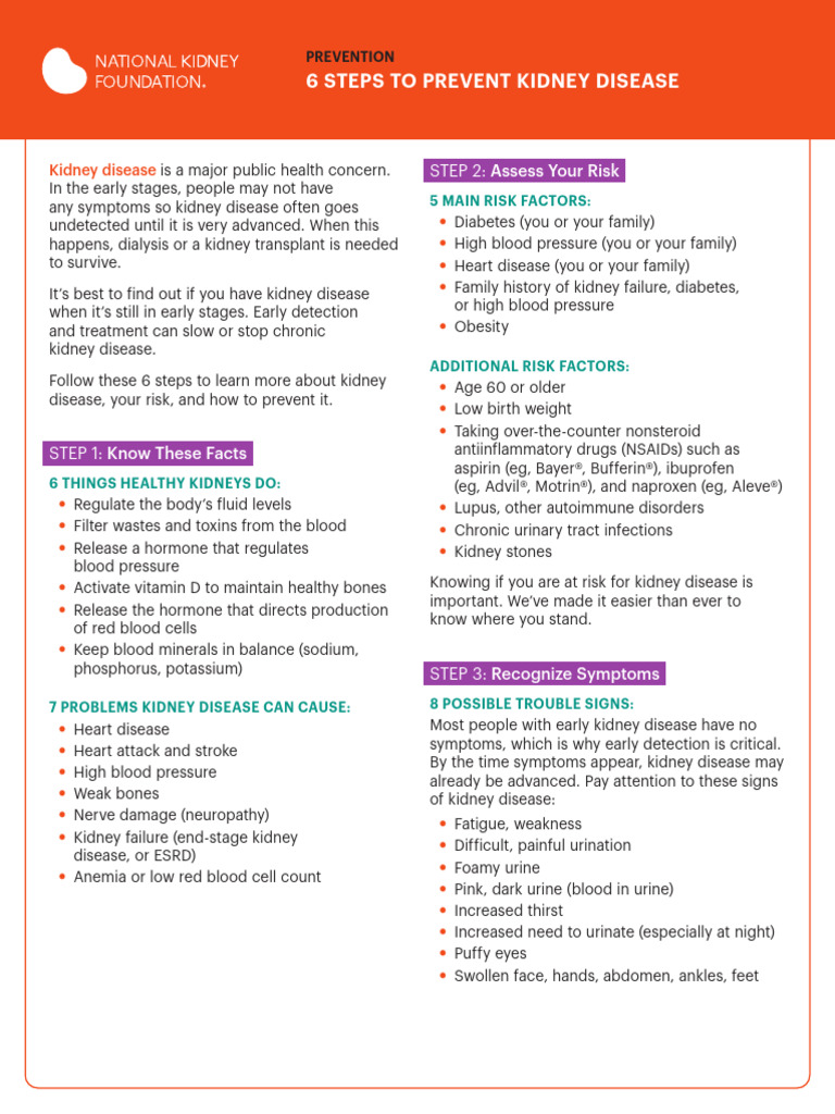 6 Steps to Prevent Kidney Disease 2 | PDF | Chronic Kidney Disease | Kidney