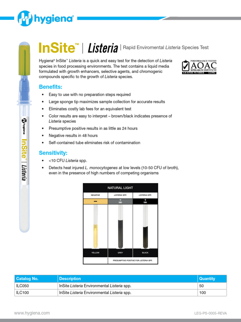 Insite Listeria Product Sheet En | PDF