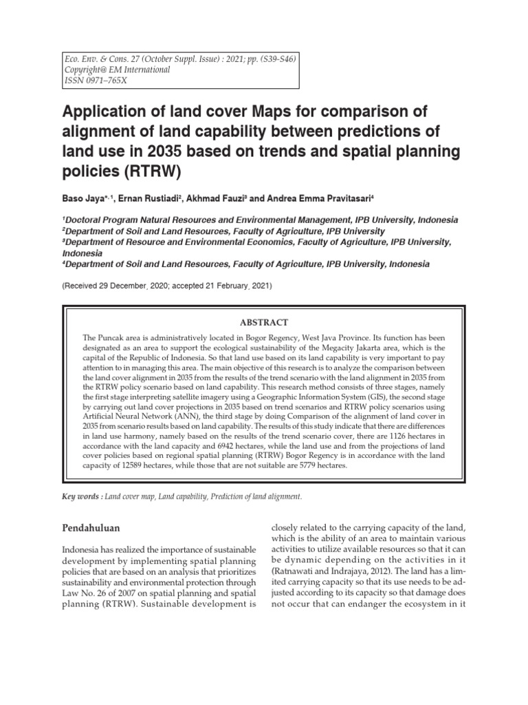 E1 Application of Land Cover Maps For Comparison of Alignment of Land ...