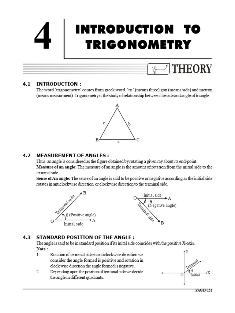 10th - Maths - 4 - Introduction To Trigonometry | PDF | Trigonometric ...
