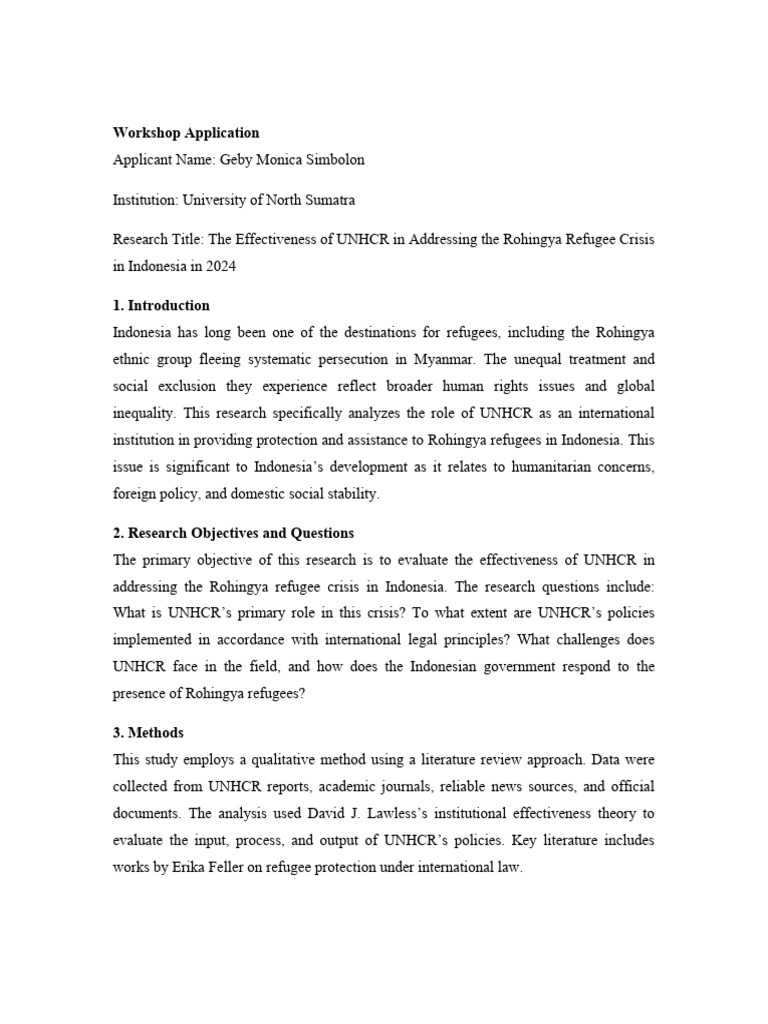 The Effectiveness of UNHCR in Addressing the Rohingya Refugee Crisis in ...