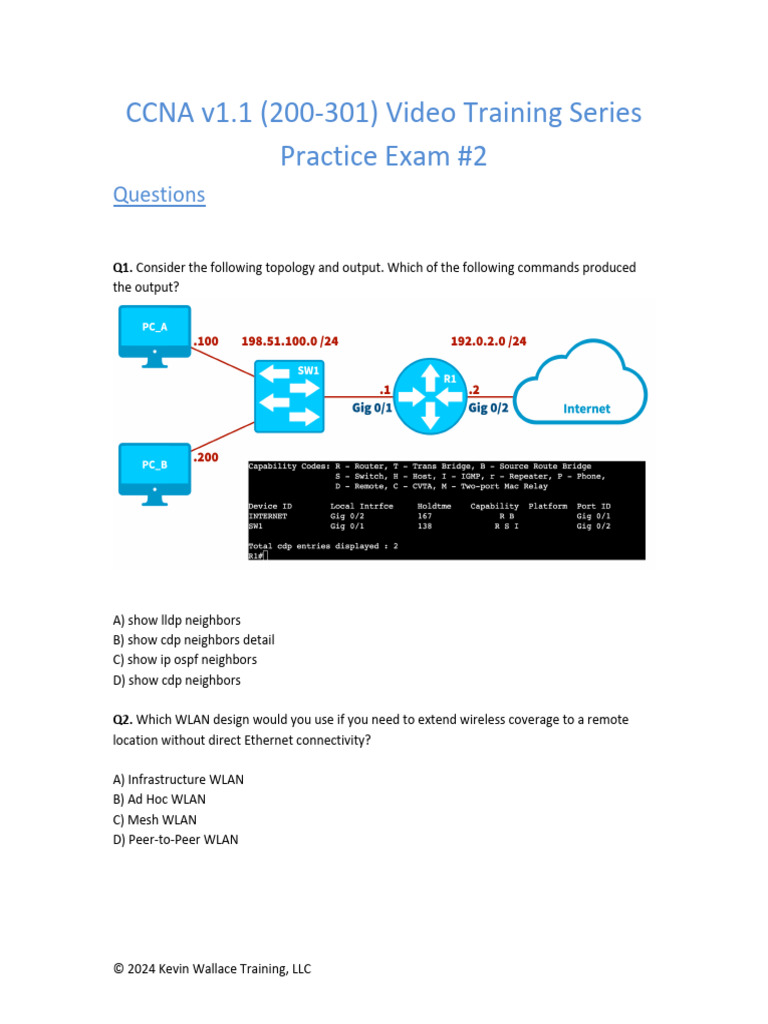 Practice+Exam+#2+-+CCNA+v1.1+(200-301) | PDF | Ip Address | Computer ...