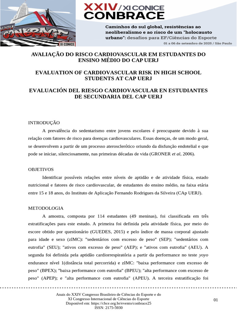 Risco Cardiovascular em Estudantes do CAp UERJ | PDF | Obesidade ...