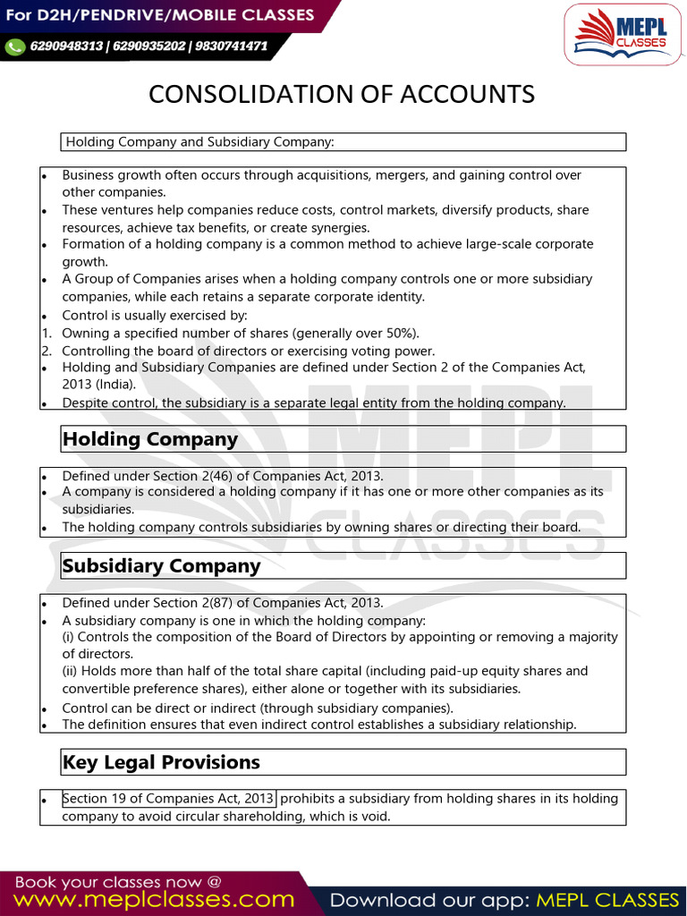 Understanding Holding and Subsidiary Companies | PDF | Balance Sheet ...