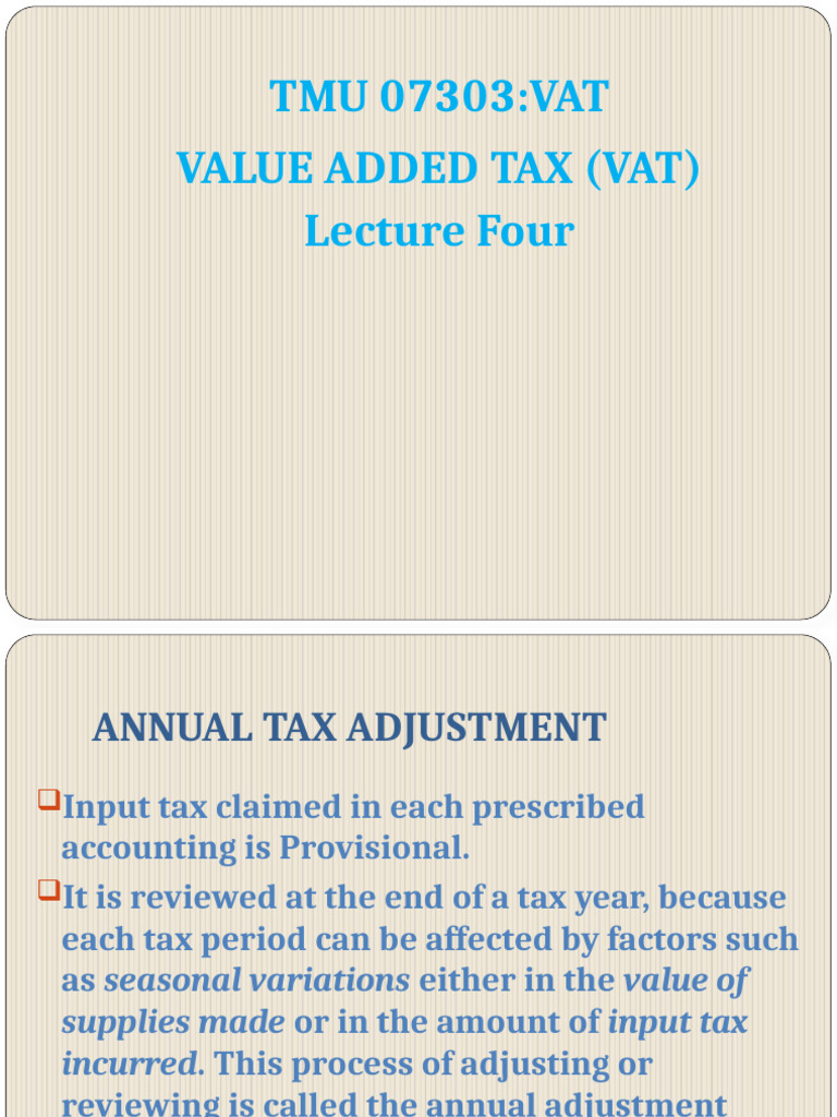 04.Vat Lecture Four | PDF | Taxes | Value Added Tax