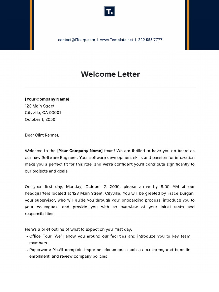 Welcome Letter Template | PDF