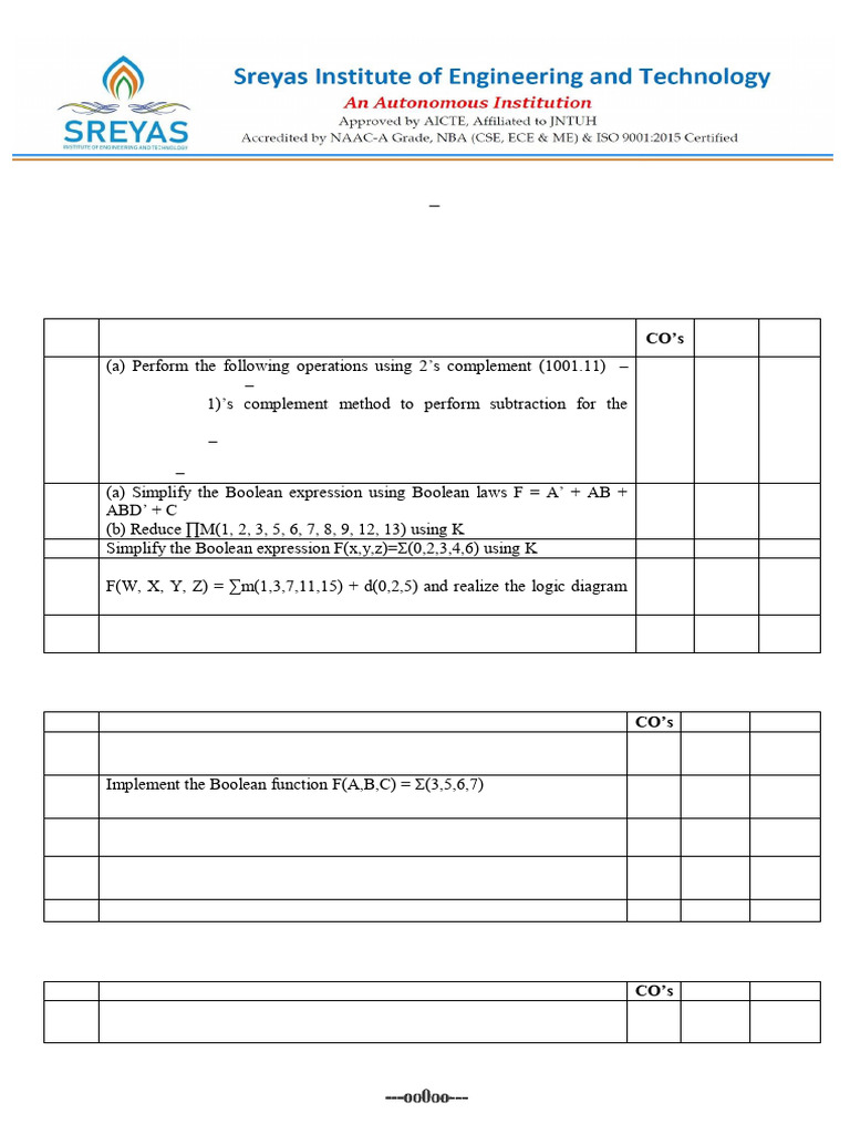 AIML - COA Tutorial Questions With Answers | PDF | Multiplication | Computing