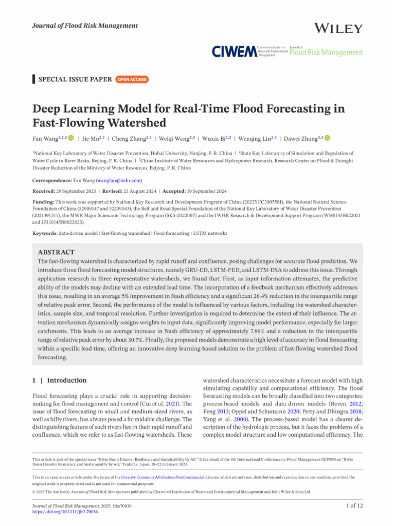 Deep Learning Model For Real-Time Flood Forecasting in Fast-Flowing ...