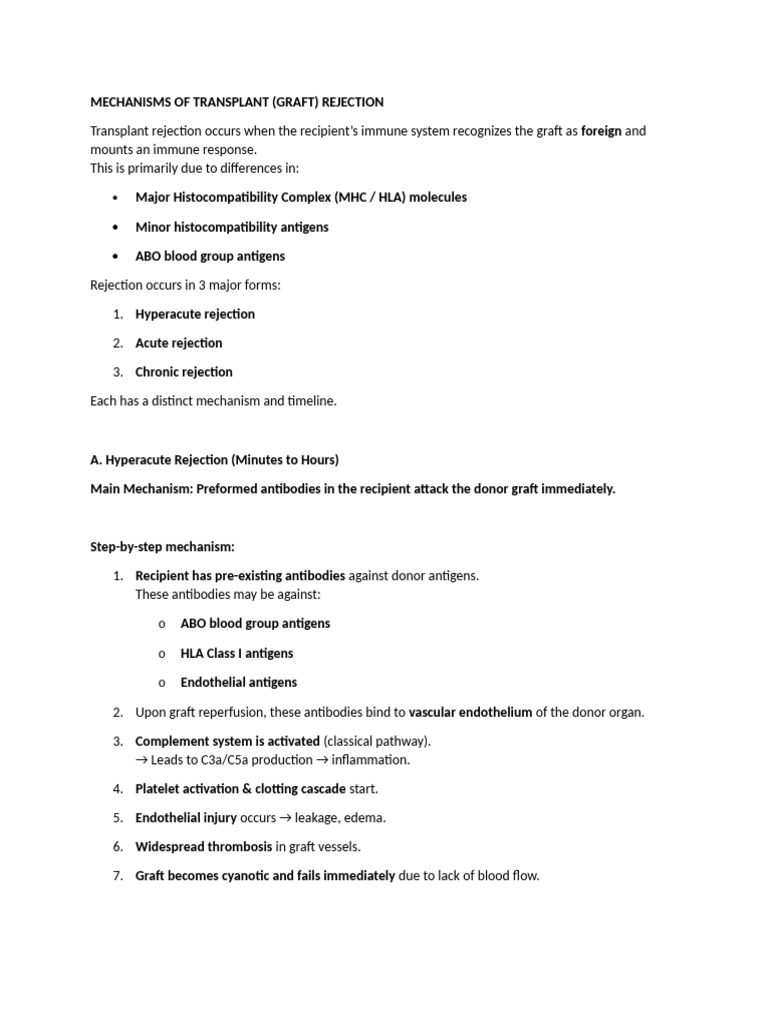 Mechanisms of Transplant | PDF | Transplant Rejection | T Cell