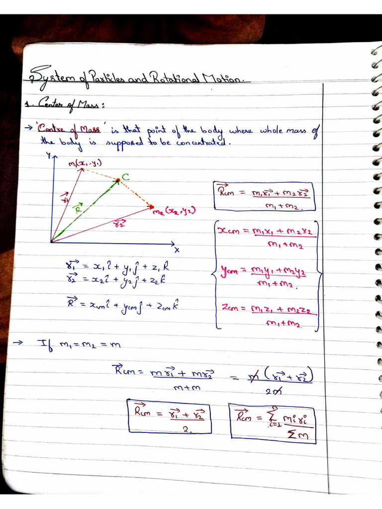 System of Particles and Rotational Motion Class 11th Notes | PDF