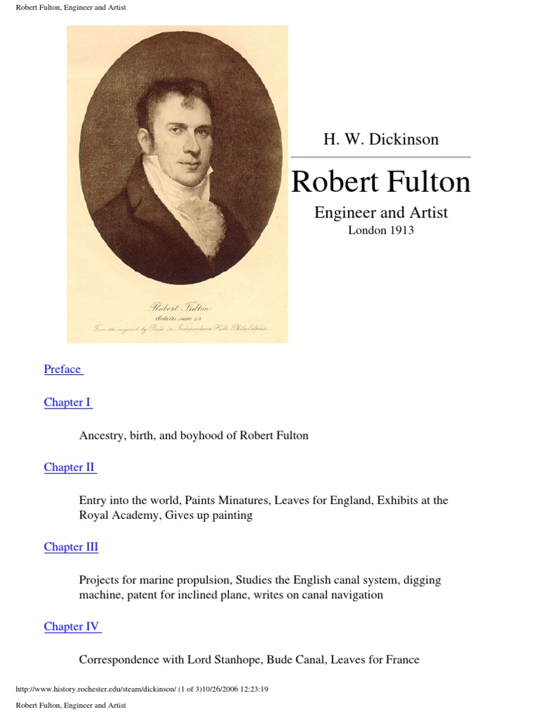 Robert Fulton - Engineer and Artist - H. Dickinson (1913) WW | PDF ...