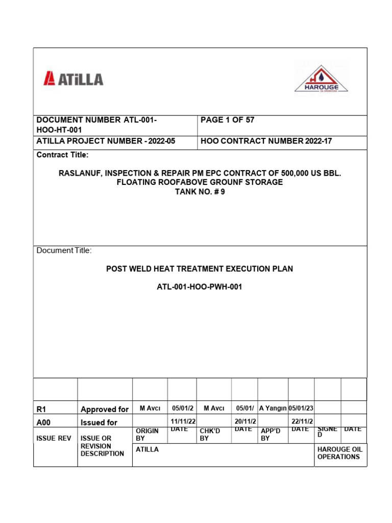 04 - Post Weld Heat Treatment Execution Plan | PDF | Welding | Construction