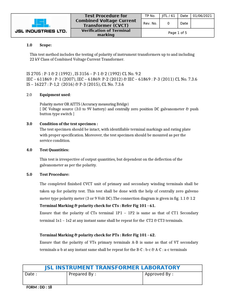 CVCT Polarity Testing Procedure Guide | PDF | Electrical Equipment ...