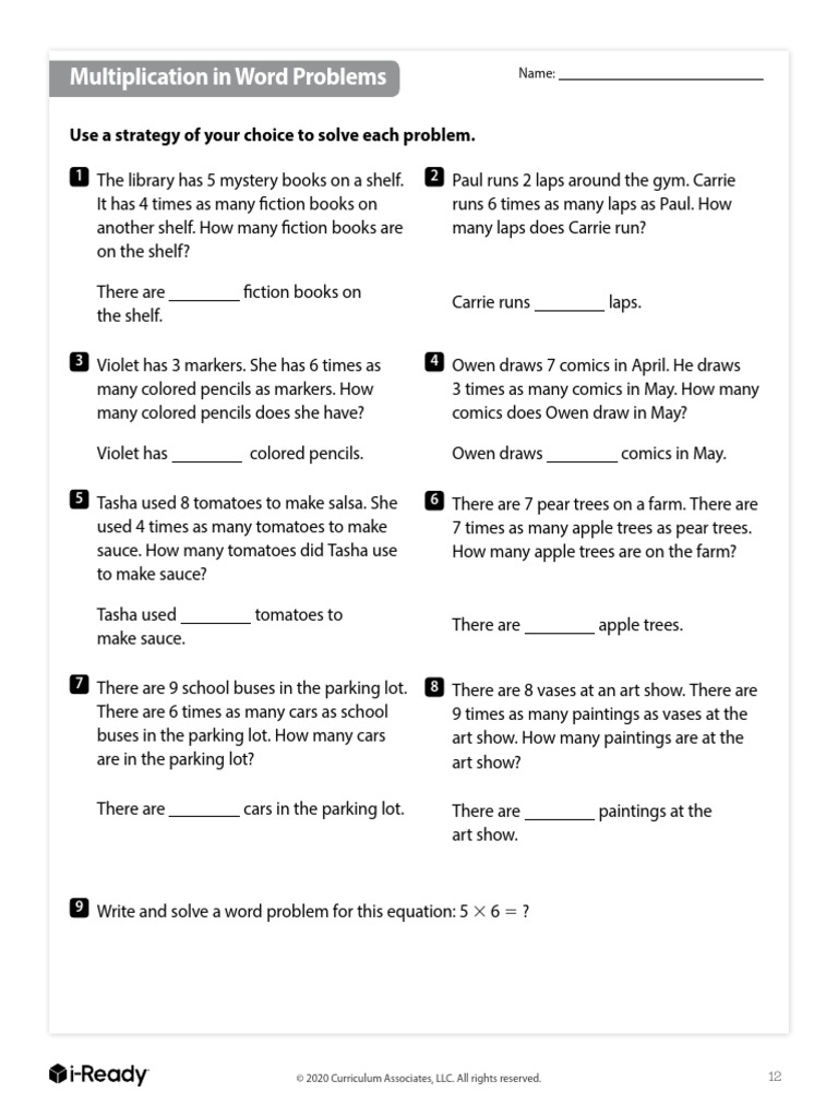 12 14 Iready at Home Activity Packets Student Math Grade 4 2020 | PDF