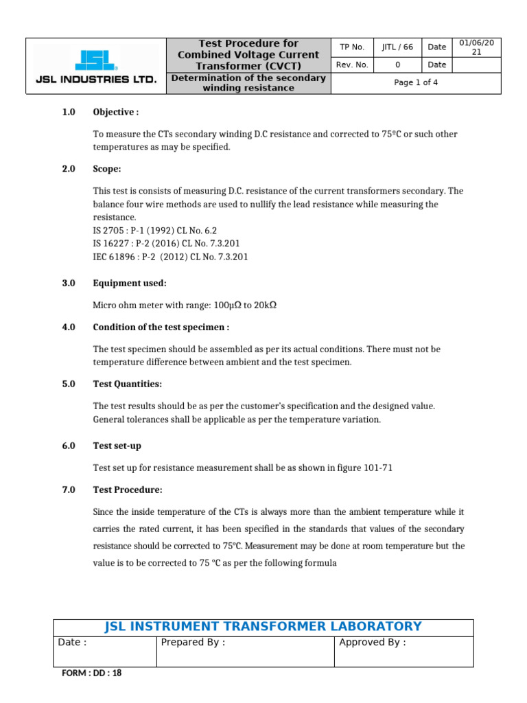 Determination of Sec. Resi. | PDF | Transformer | Electromagnetism