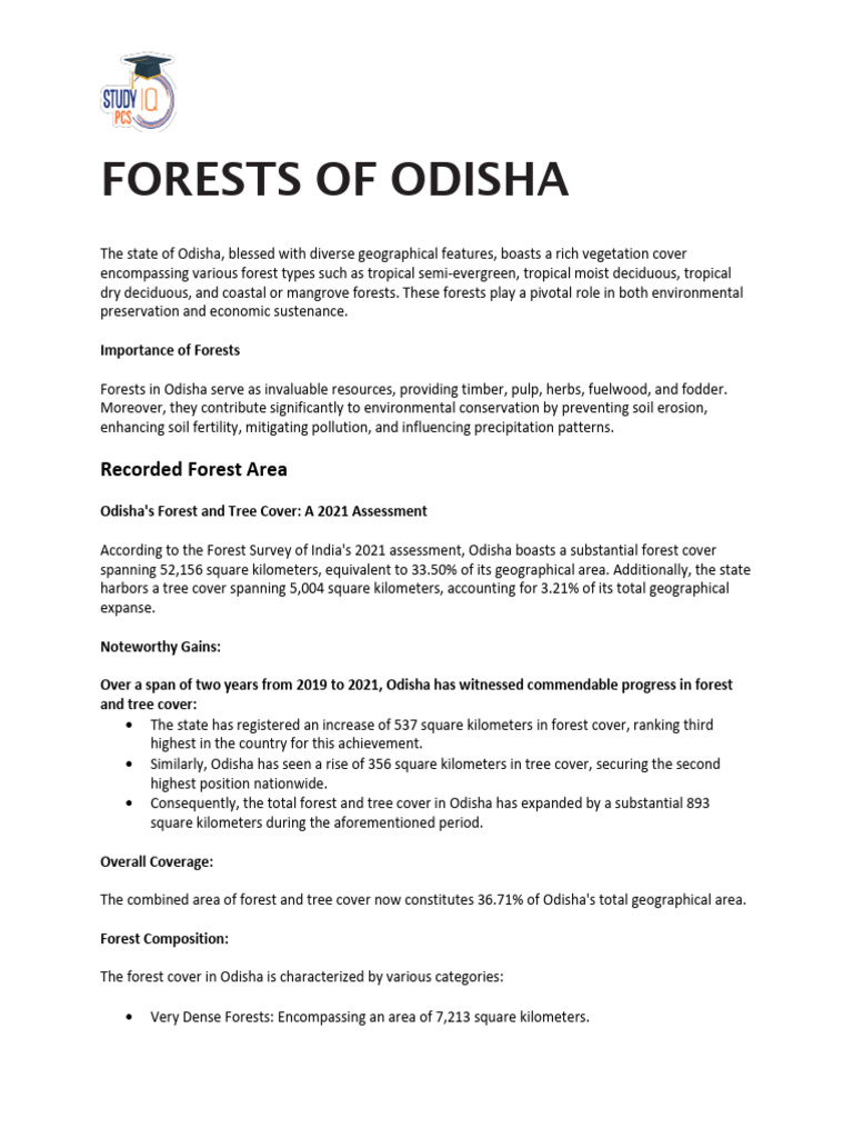 Odisha's Diverse Forest Ecosystems | PDF | Forests | Forest Management