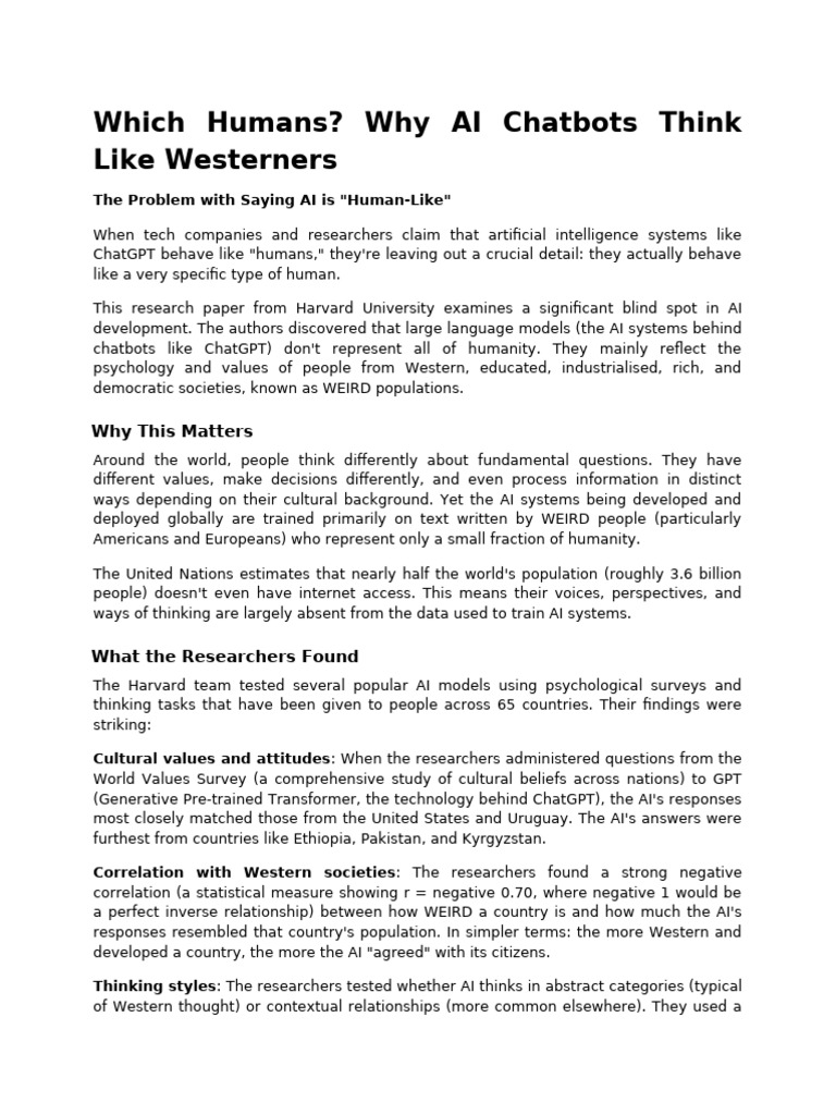 Why AI Chatbots Think Like Westerners | PDF | Artificial Intelligence ...