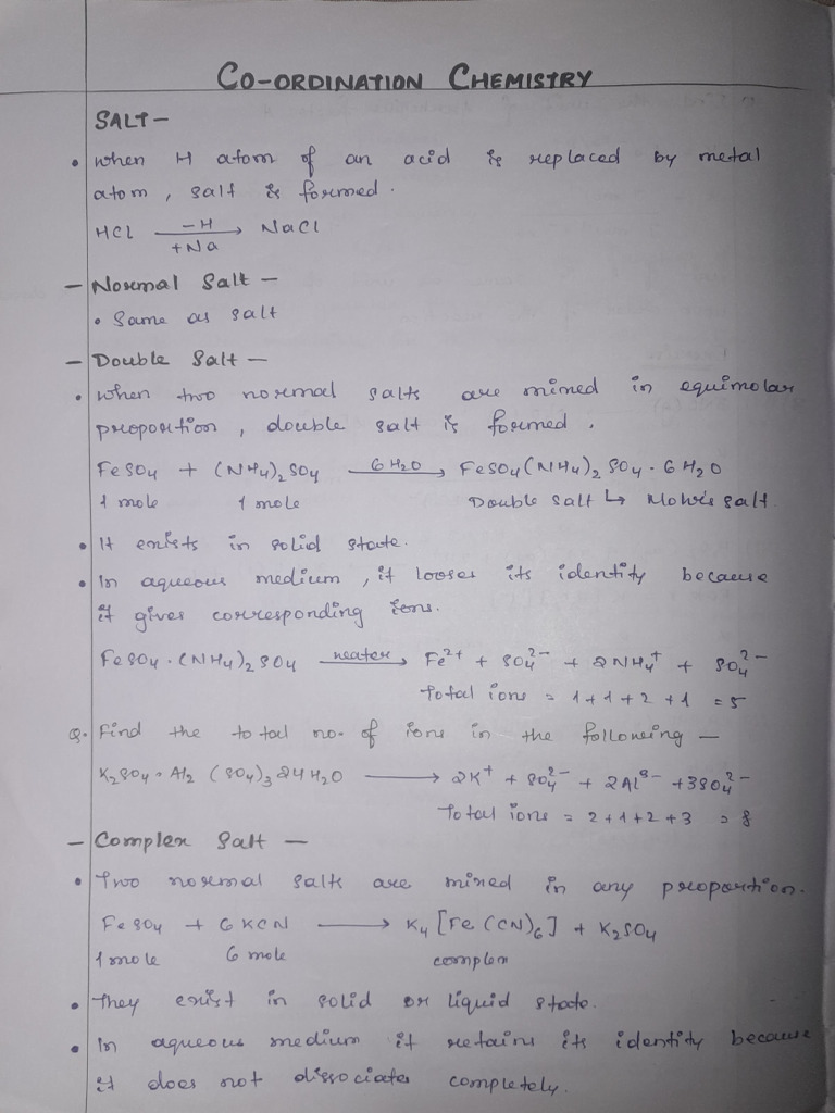 Co Ordination Chemistry | PDF