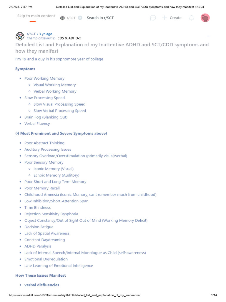 Inattentive ADHD & SCT Symptoms Explained | PDF | Attention Deficit ...