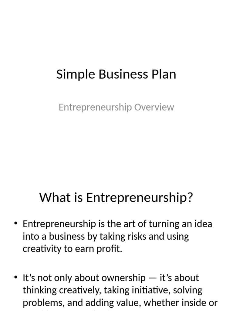 Simple Business Plan Short Presentation | PDF