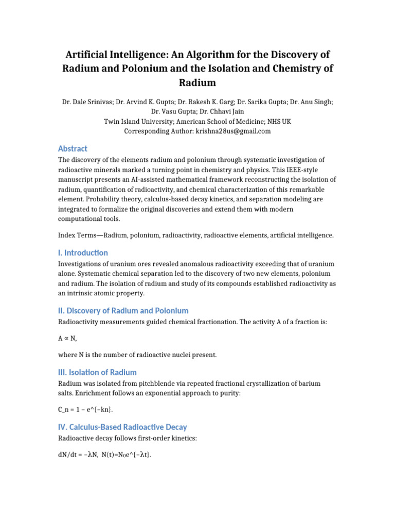 IEEE Discovery Radium Polonium AI | PDF | Radioactive Decay | Chemistry