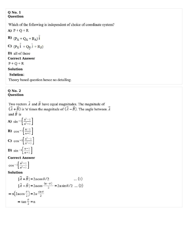 11th Andheri Batch Physics Test Solutions 21-11-2025 | PDF