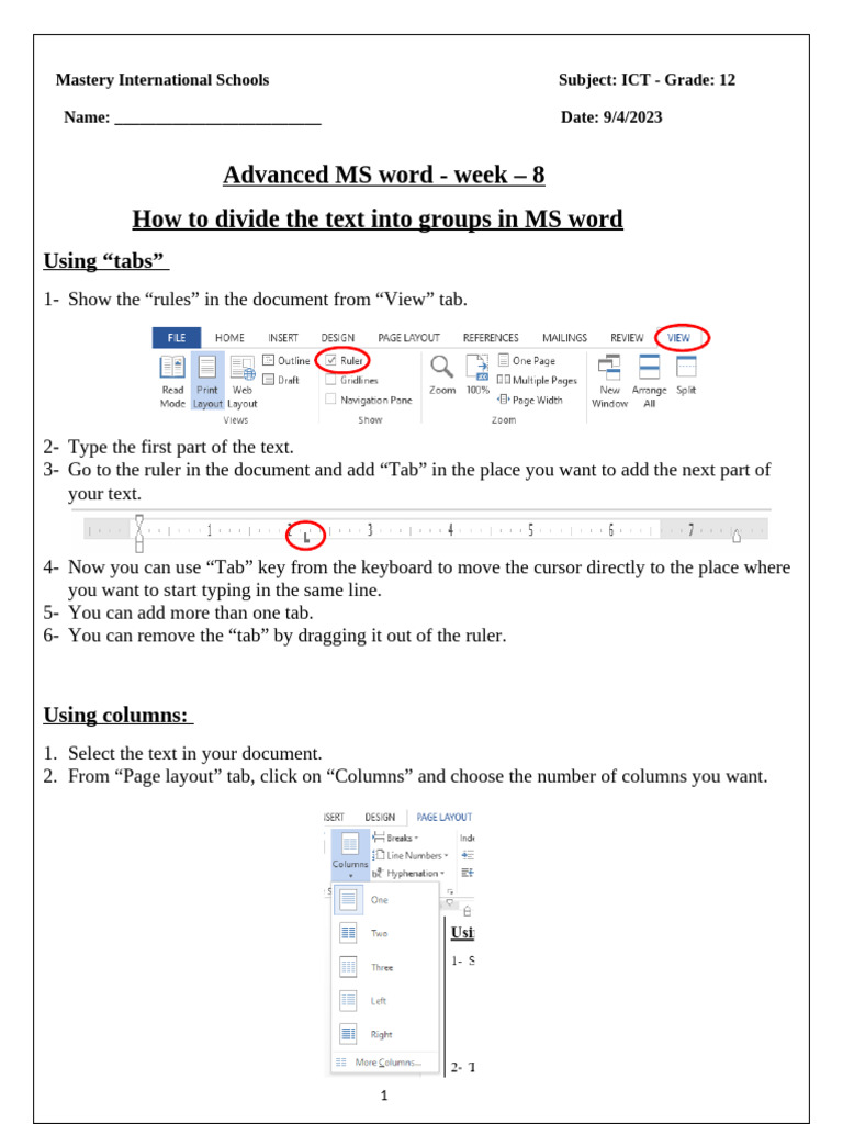 Advanced MS Word - Week - 8 | PDF