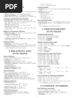 Class 11 Maths Formula Sheet | PDF | Complex Number | Trigonometric ...