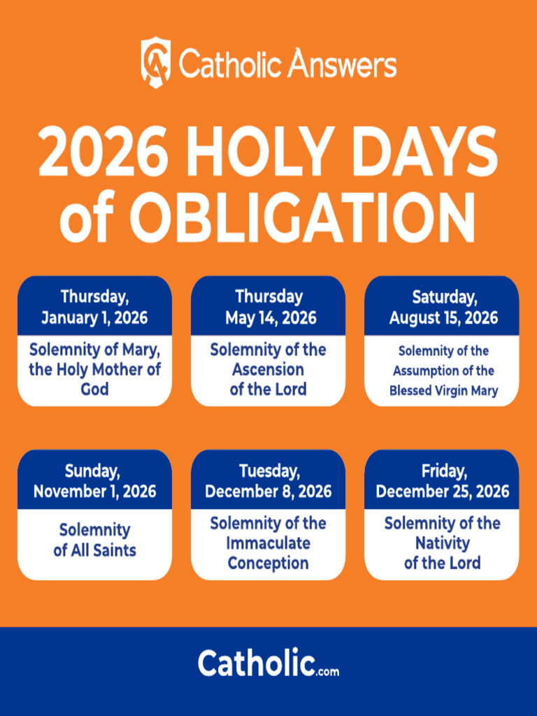 Holy Days of Obligation 2026 Calendar 1 1 | PDF