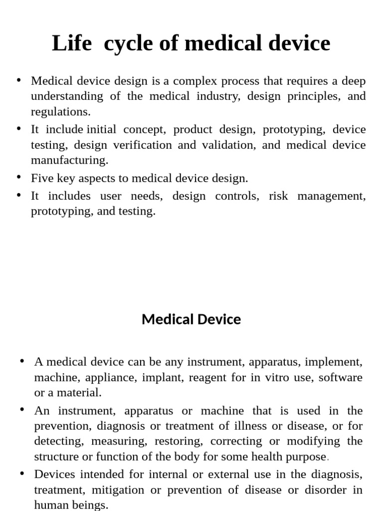 Medical Device Lifecycle Overview | PDF | Medical Device | Verification ...