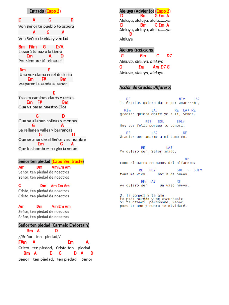 Letras de Canto para Adviento y Comunión | PDF | Cristo (título ...