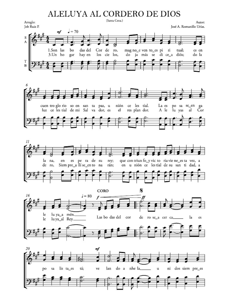 Aleluya Al Cordero de Dios | PDF