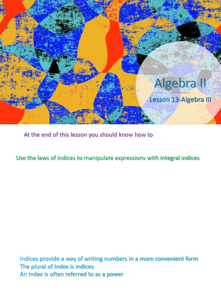Mastering Index Laws in Algebra II | PDF | Mathematics | Algebra
