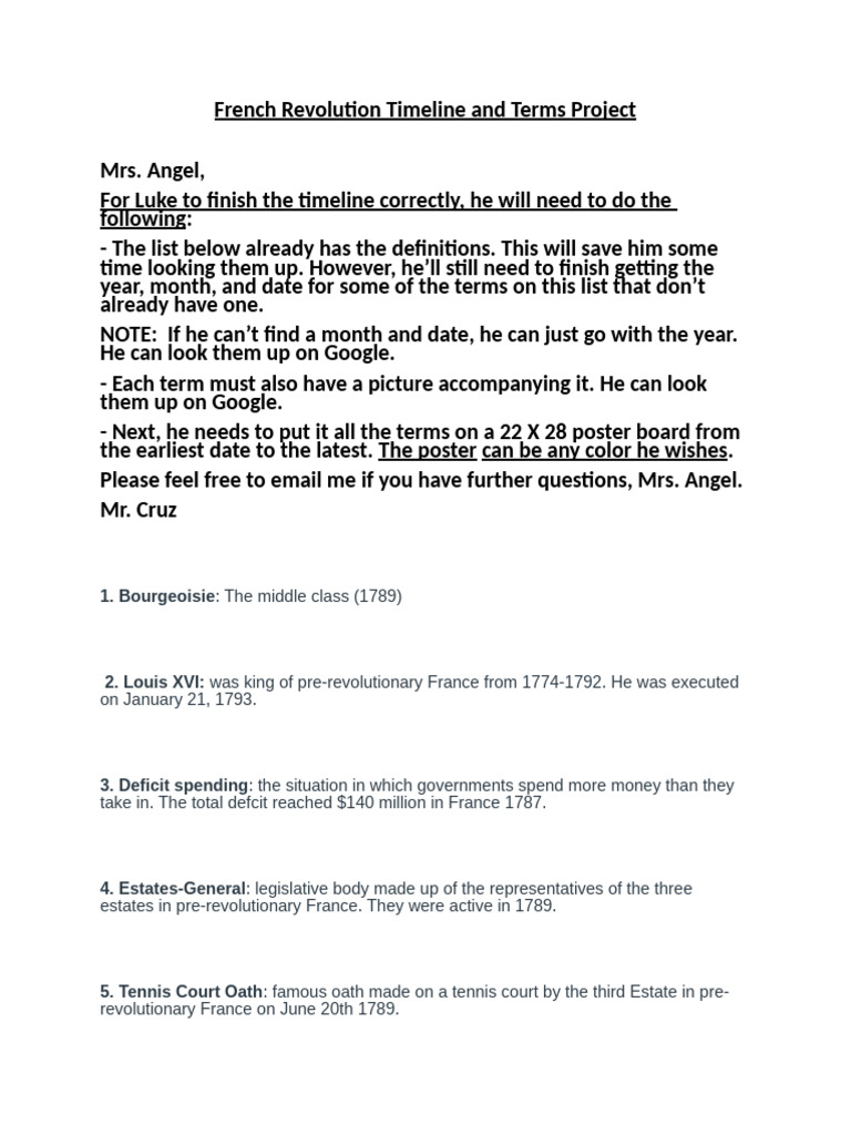 French Revolution Key Events Timeline | PDF | French Revolution | Reign ...