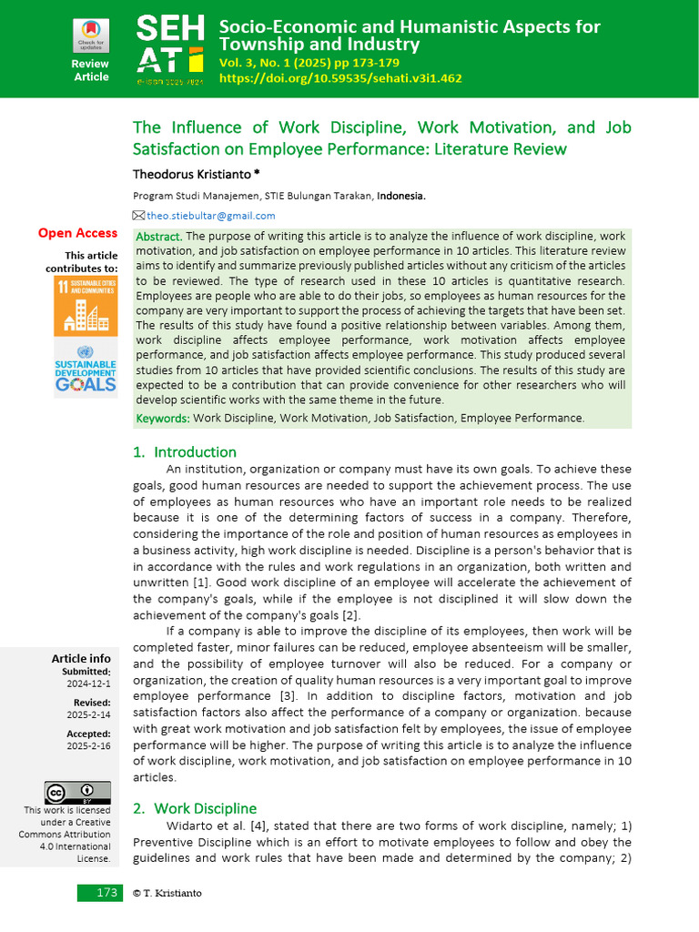 ANALYSIS OF THE IMPACT OF WORKLOAD AND WORK STRESS ON JOB SATISFACTION ...