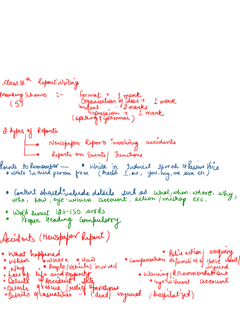 Report Writing Class 12th | PDF