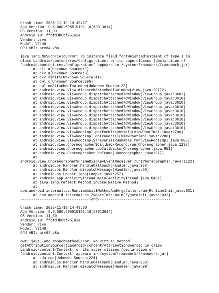 crash_20251119 | PDF | Android (Operating System) | Java (Programming Language)