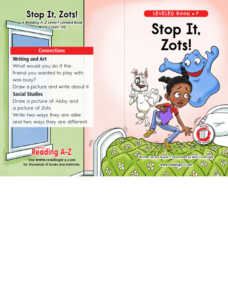 Stop It, Zots! Level F Book Summary | PDF