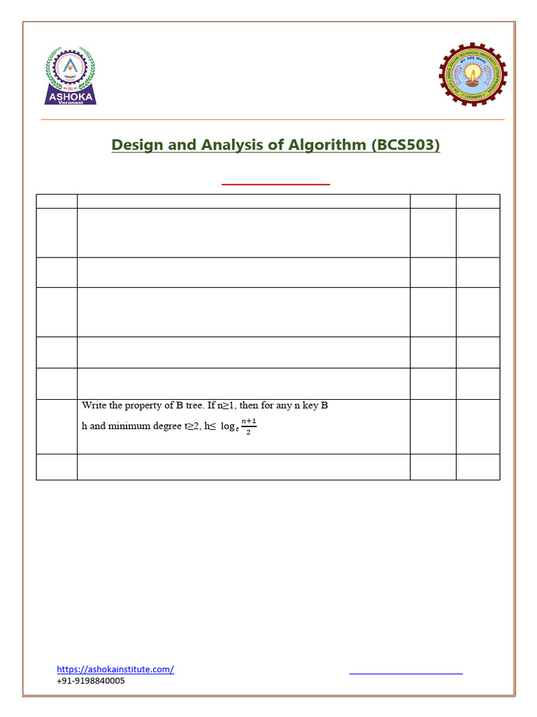 Daa Assignment 2 | PDF | Algorithms And Data Structures