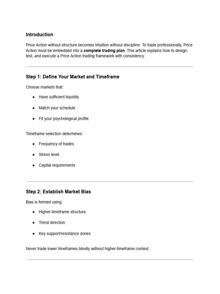 Building a Complete Price Action Trading Plan | PDF | Risk | Psychology