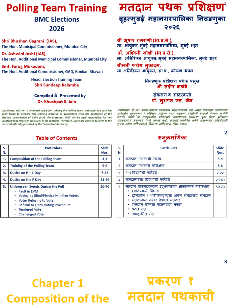 BMC Election Team Training - 2026 (Updated Upto 30-12-2025) - 1 | PDF