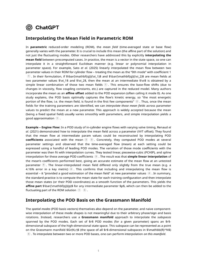 Interpolating the Mean Field in Parametric ROM | PDF | Interpolation ...