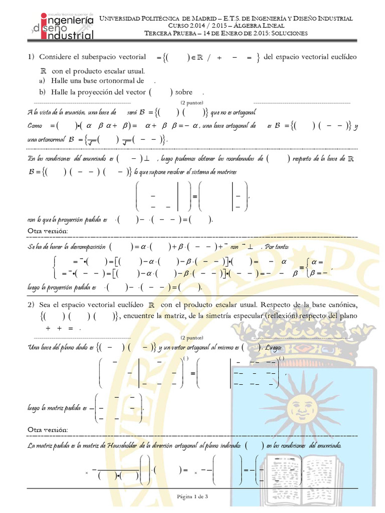 14 - 15 - Control Final de Álgebra Lineal | PDF | Valores propios y ...