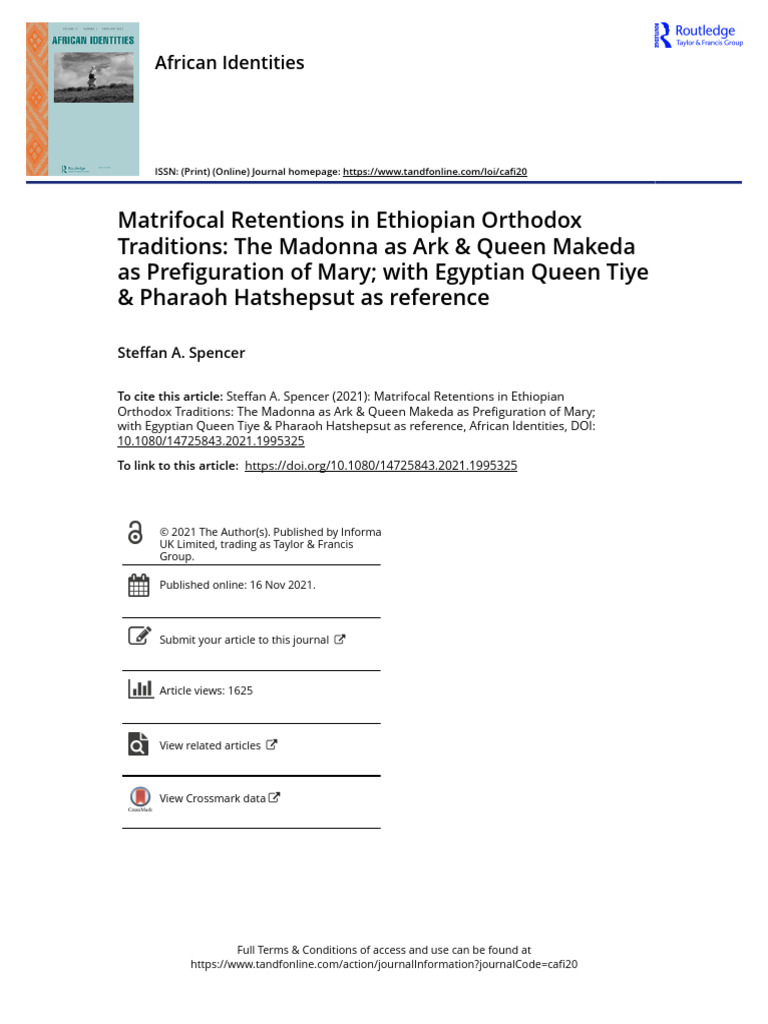 Matrifocal Retentions in Ethiopian Orthodox Traditions The Madonna As ...