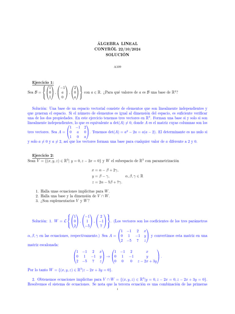 Base y Dimensión en Álgebra Lineal | PDF | Base (álgebra lineal ...