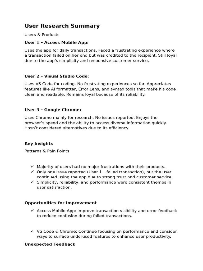 User Research Summary | PDF